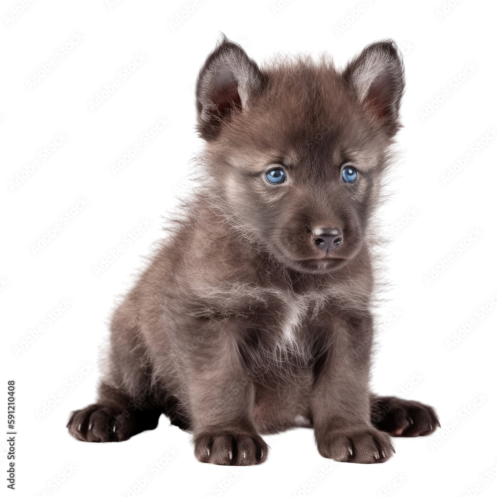 baby wolf isolated on a transparent background, generative ai Stock ...