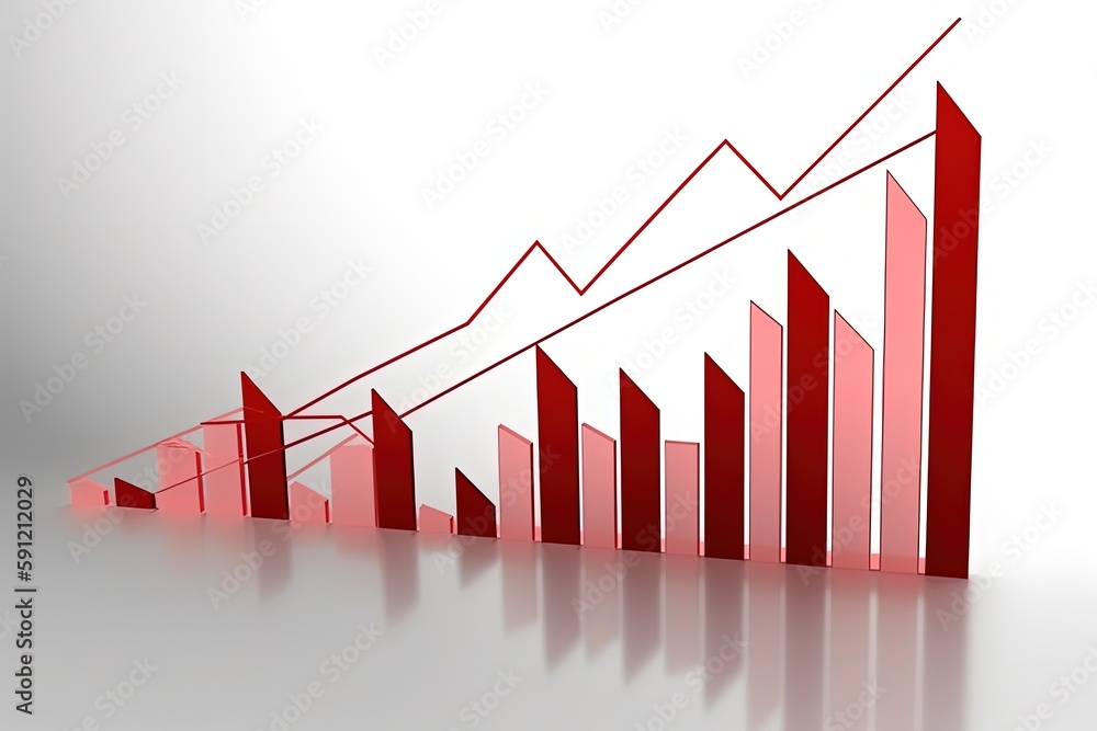 Red bar graph illustration, finance concept, white background ...