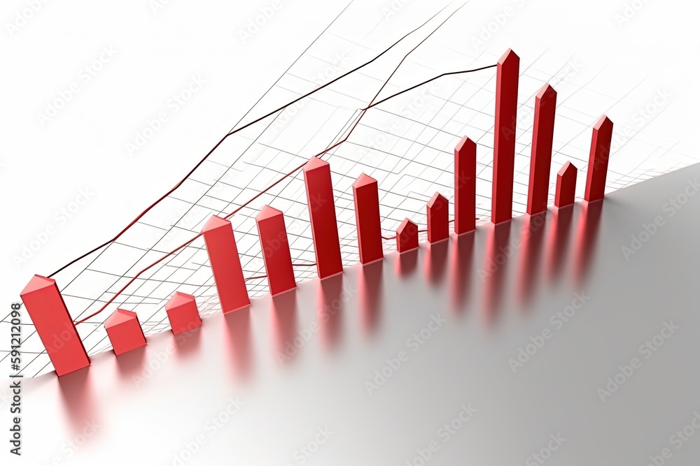 Red bar graph illustration, finance concept, white background ...
