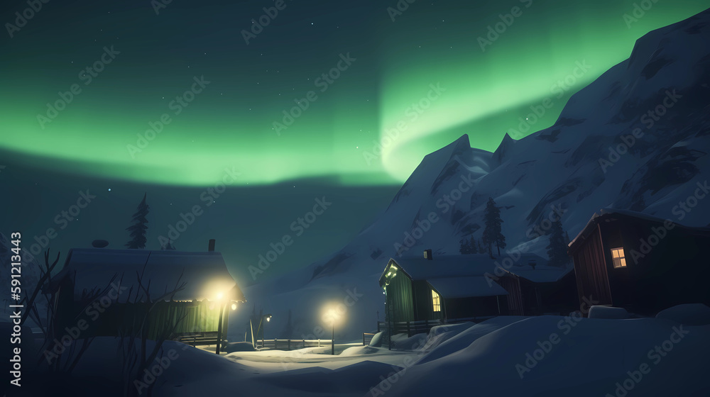 Polar Lights House Village Desktop Wallpaper HD 4k Sweden Norway ...