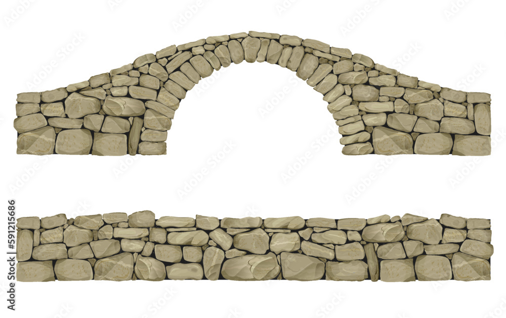 Stone arched ancient bridge made of boulders Stock Vector | Adobe Stock