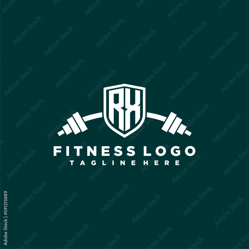 RX initial monogram for fitnes or gym logo with creative shield and ...