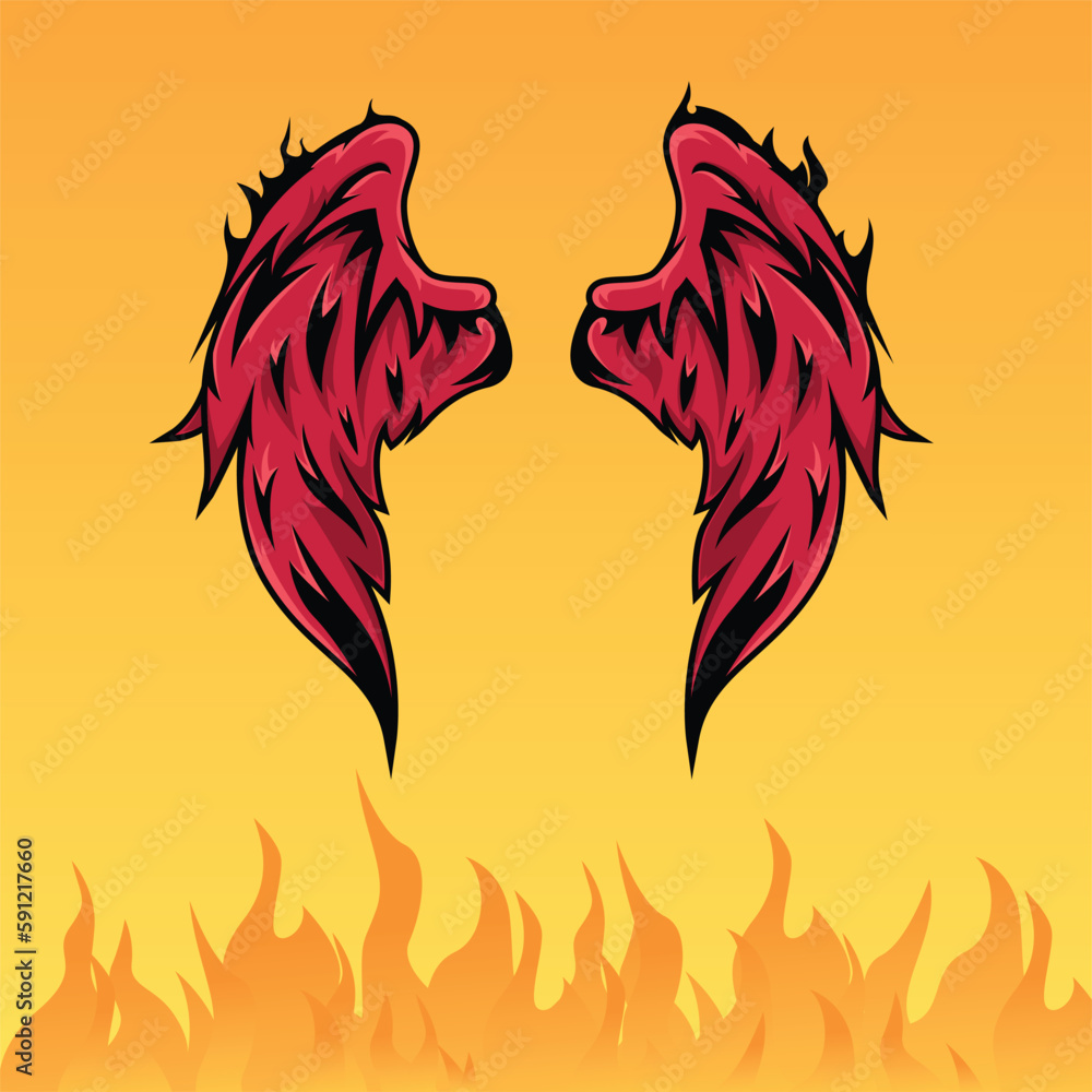 Vecteur Stock Pair of red angel or devil wings mascot can be used in ...