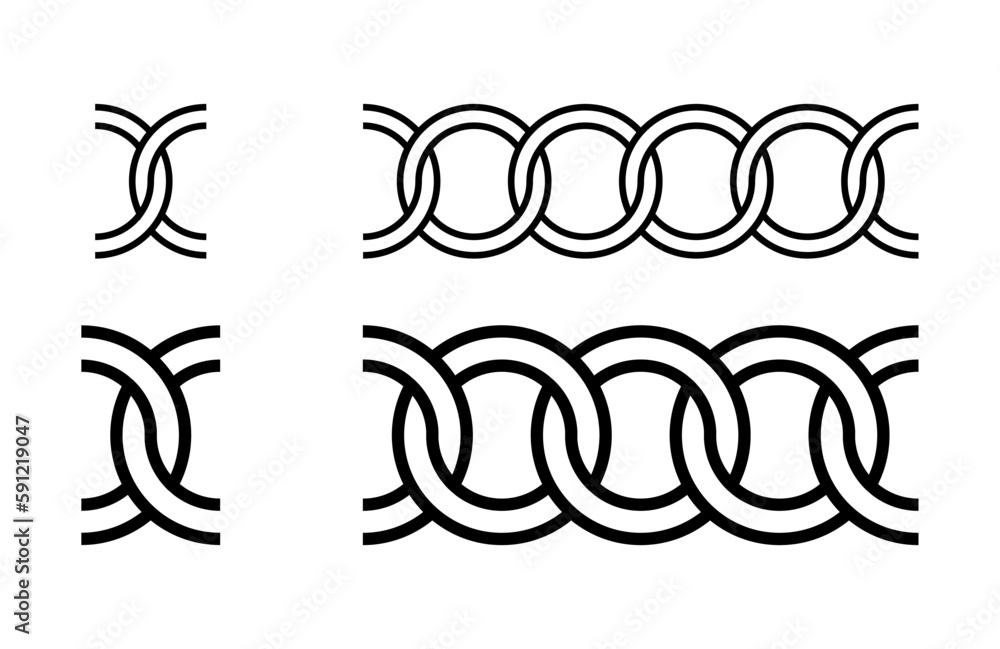 Interlocked Intertwined Circles Seamless Pattern Frame Border Vector ...