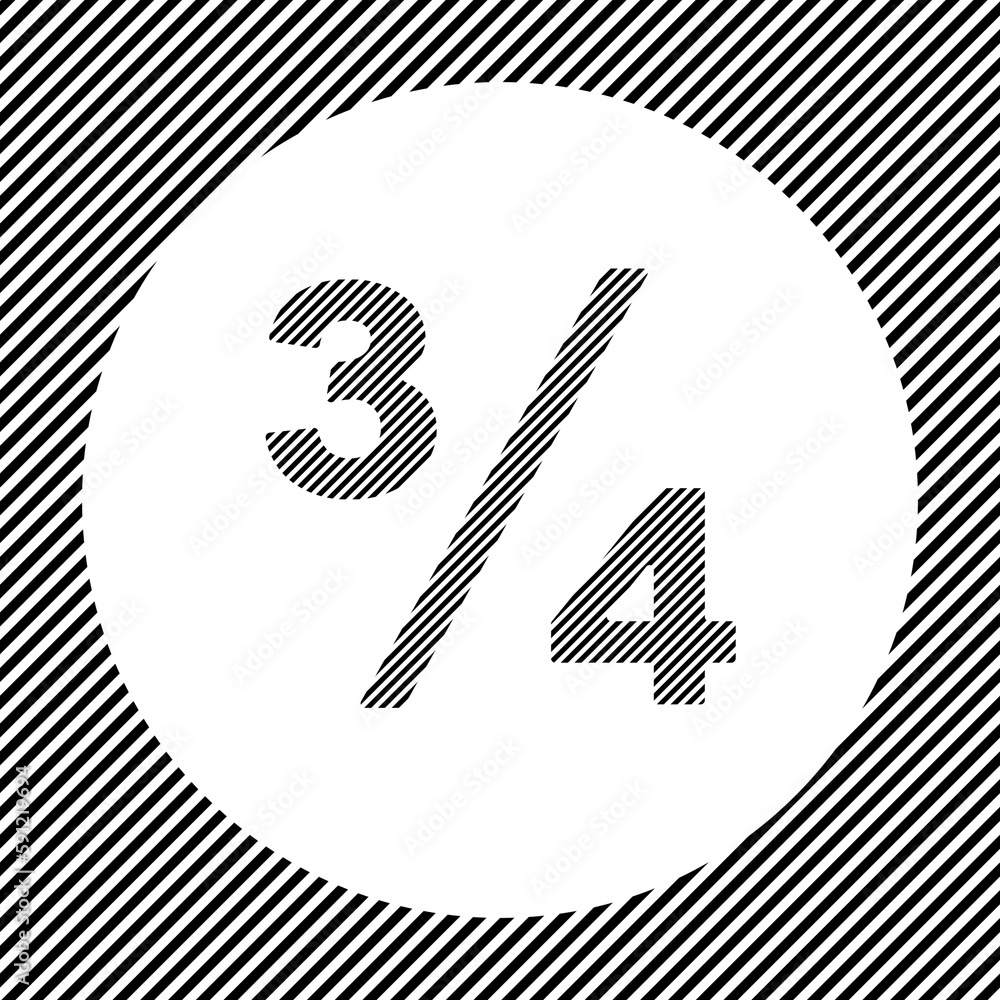 A large three quarters symbol in the center as a hatch of black lines ...