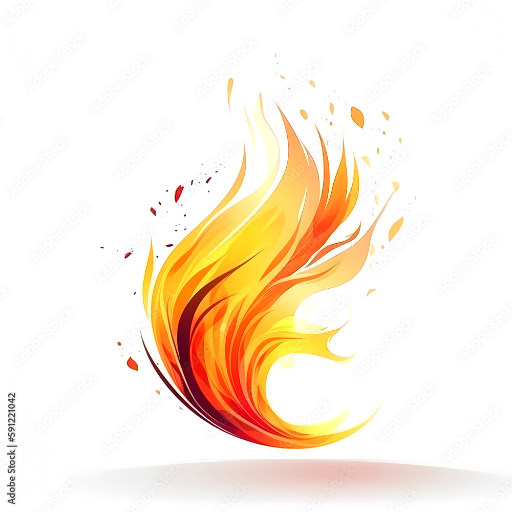 Stylish fire flames isolated on white background. Can be used for logo ...