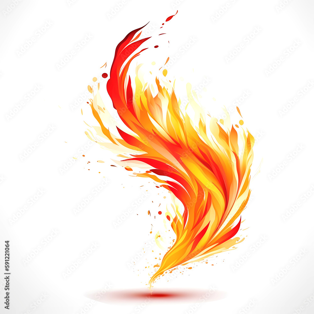Stylish fire flames isolated on white background. Can be used for logo ...