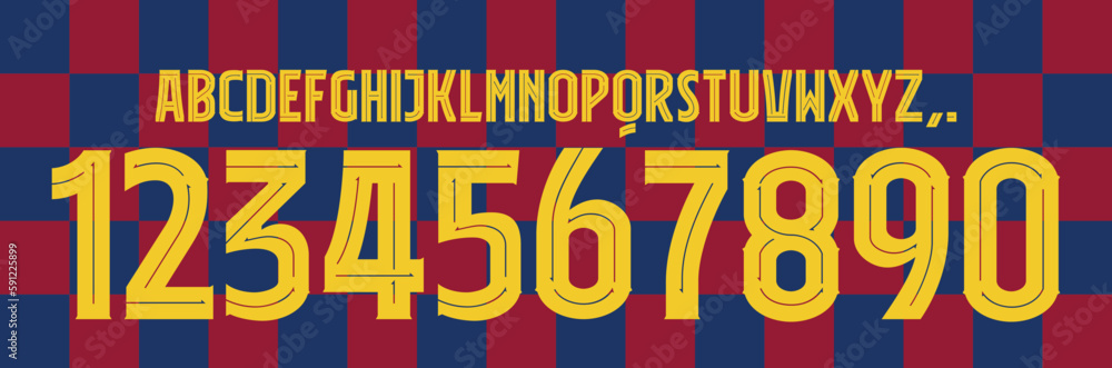 font vector team 2019 kit sport style font. football style font with ...