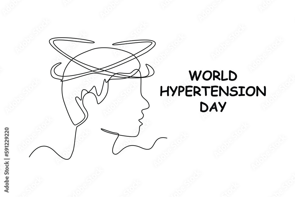 Continuous one-line drawing Dizziness icon, hypertension. World ...