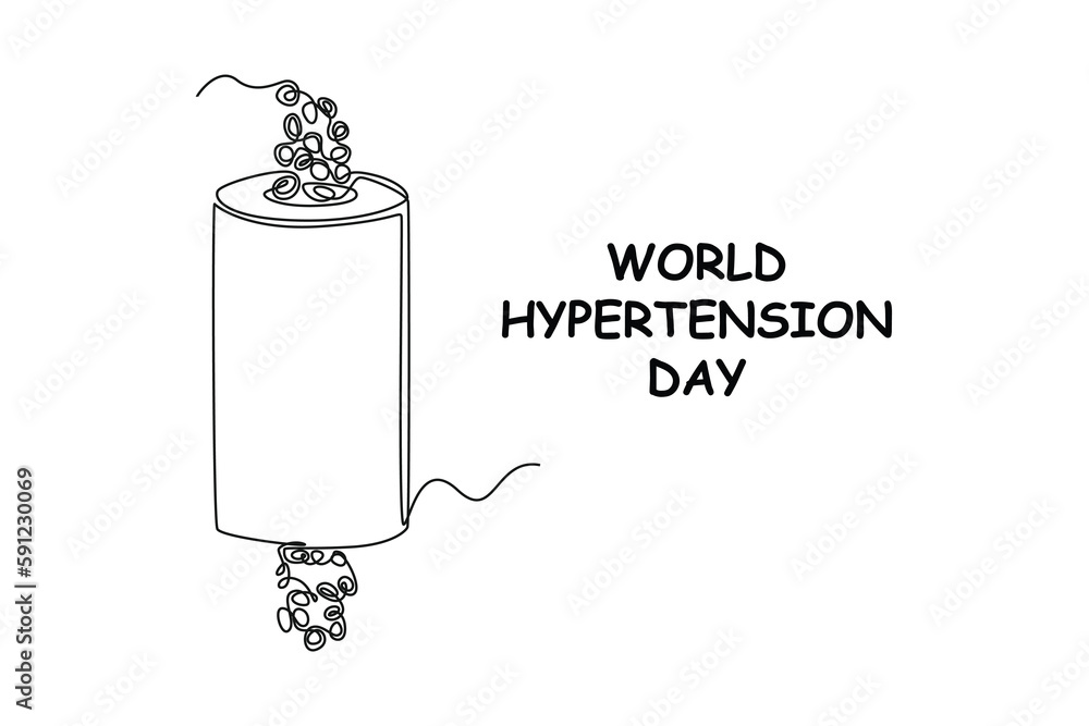 Vetor de Continuous one-line drawing hypertension blood, high blood ...