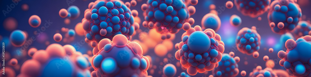 Complex chemical structures in vibrant colors, atoms, modern styling ...