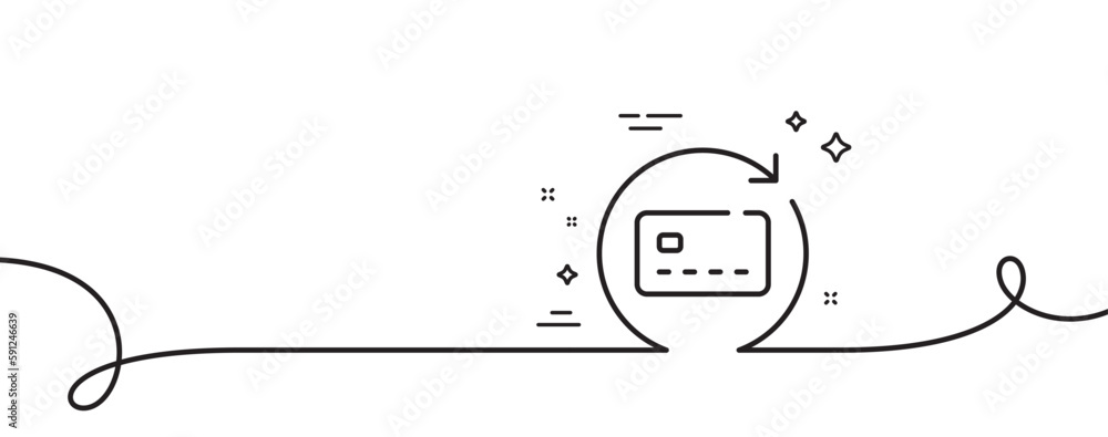 Renew card line icon. Continuous one line with curl. Non-cash money ...