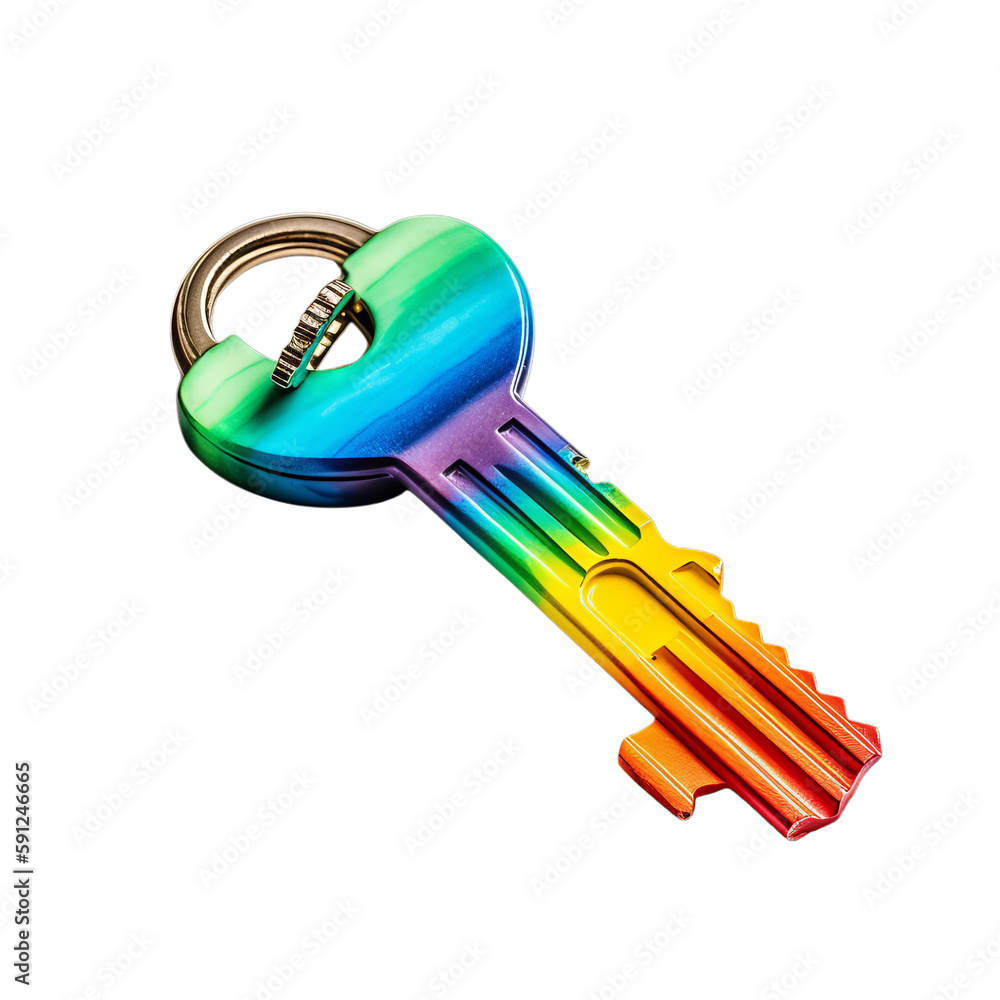 rainbow-colored key, representing the unlocking of understanding ...