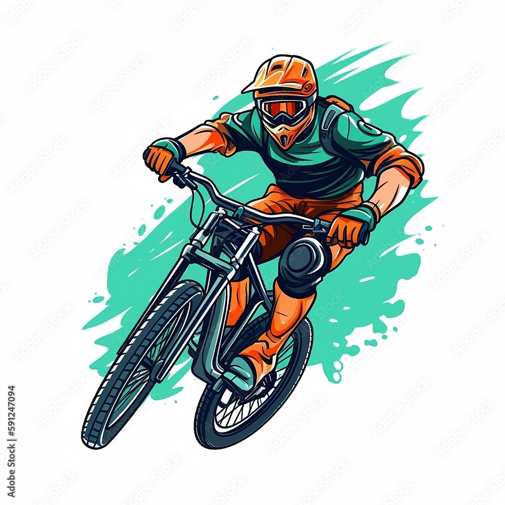 Colorful Mountain Biker Mascot Logo: Dynamic Vector Illustration for ...