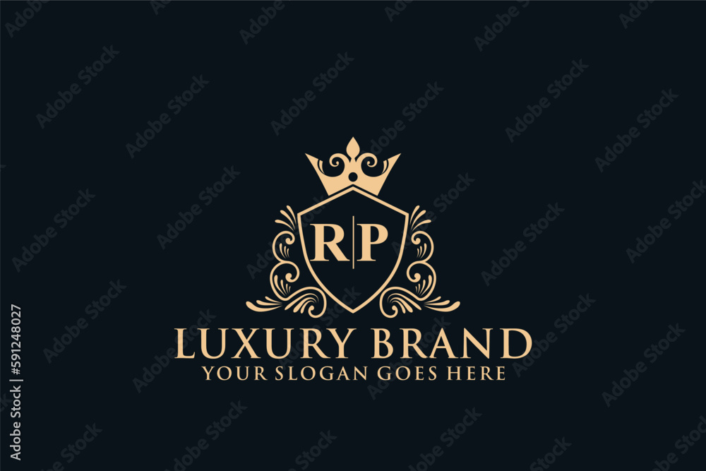 letter Initial RP elegant luxury monogram logo or badge template with ...