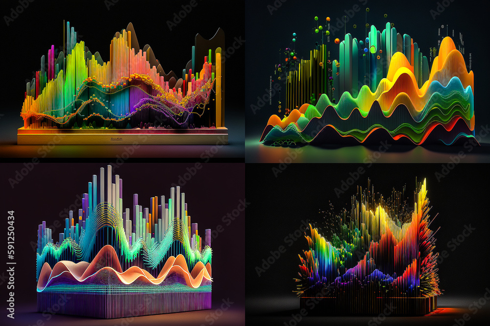 Graphique et courbe 3d - Business - Relevé de données - Tableau de bord ...