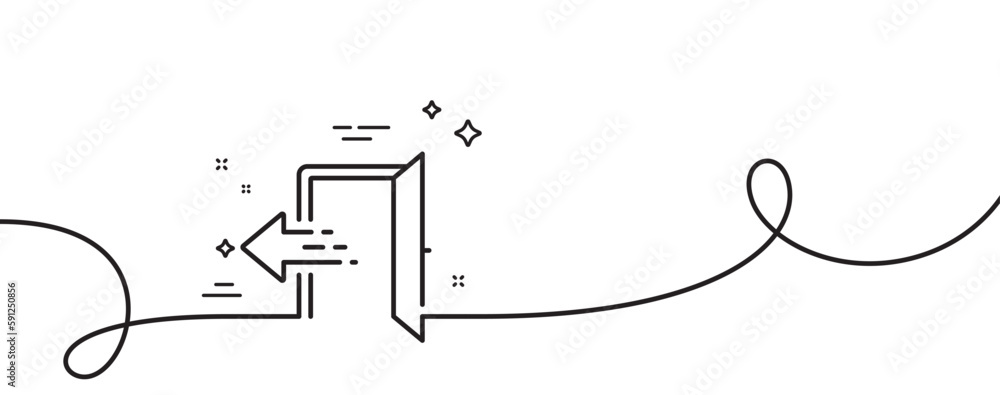 Entrance line icon. Continuous one line with curl. Entry door sign ...