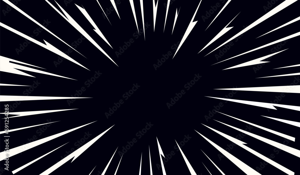 Abstract Comic Book Style Flash Explosion. Radial Lines on Black ...