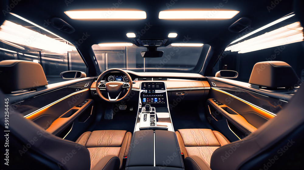 A captivating image of a luxury autonomous vehicle's interior ...