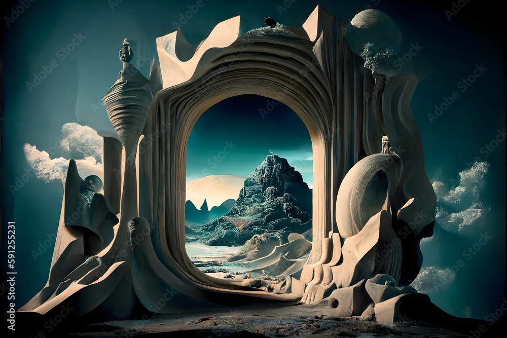an abstract dreamlike scene captured in an irrational surreal way using ...