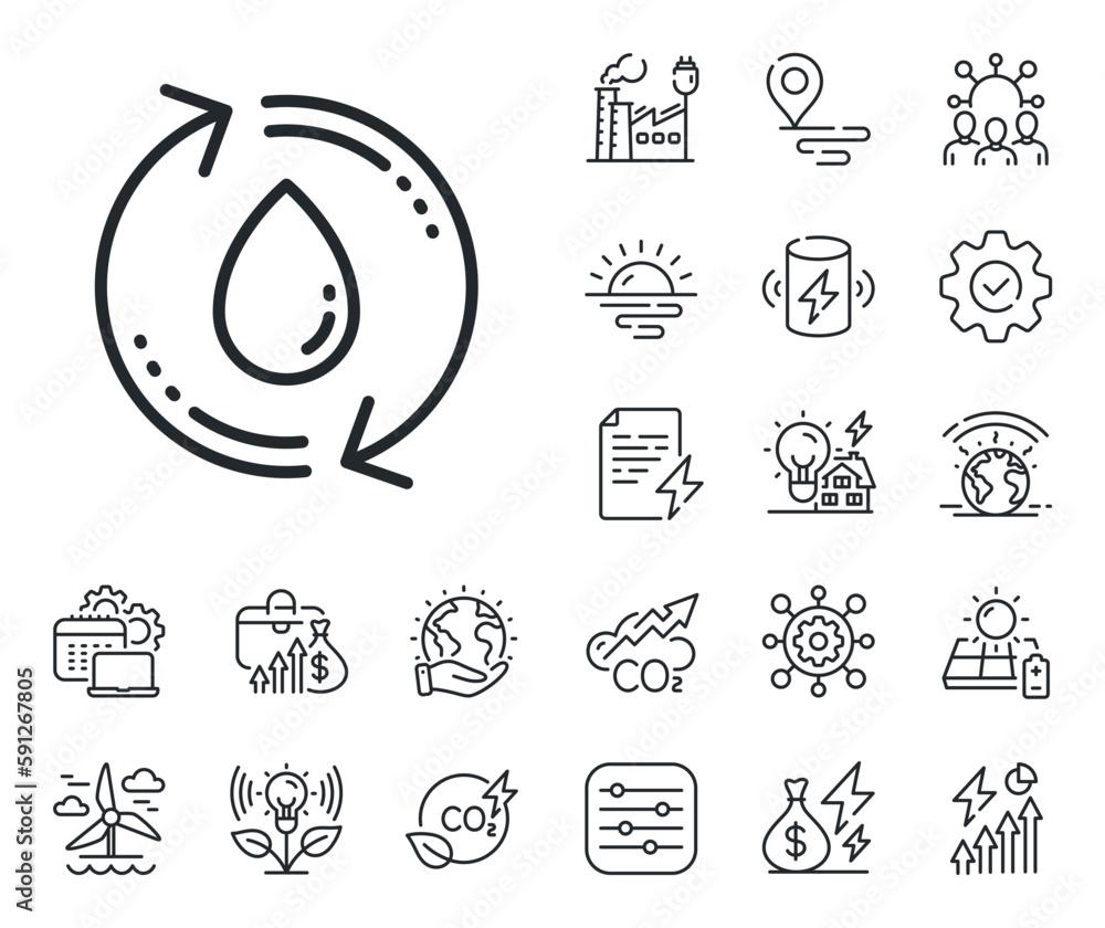 Vetor de Recycle clean aqua sign. Energy, Co2 exhaust and solar panel ...