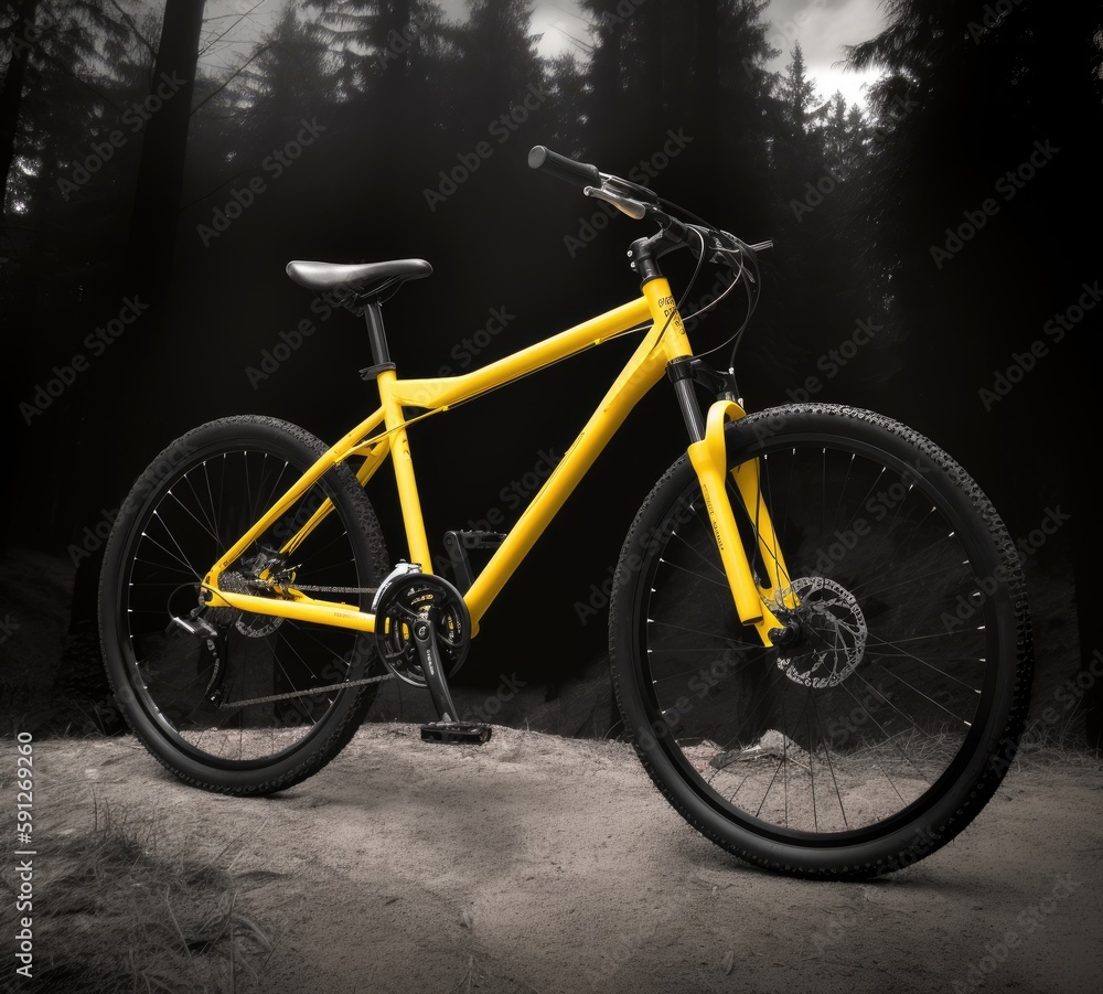 yellow black 29er mountainbike with thick offroad tyres. bicycle mtb ...