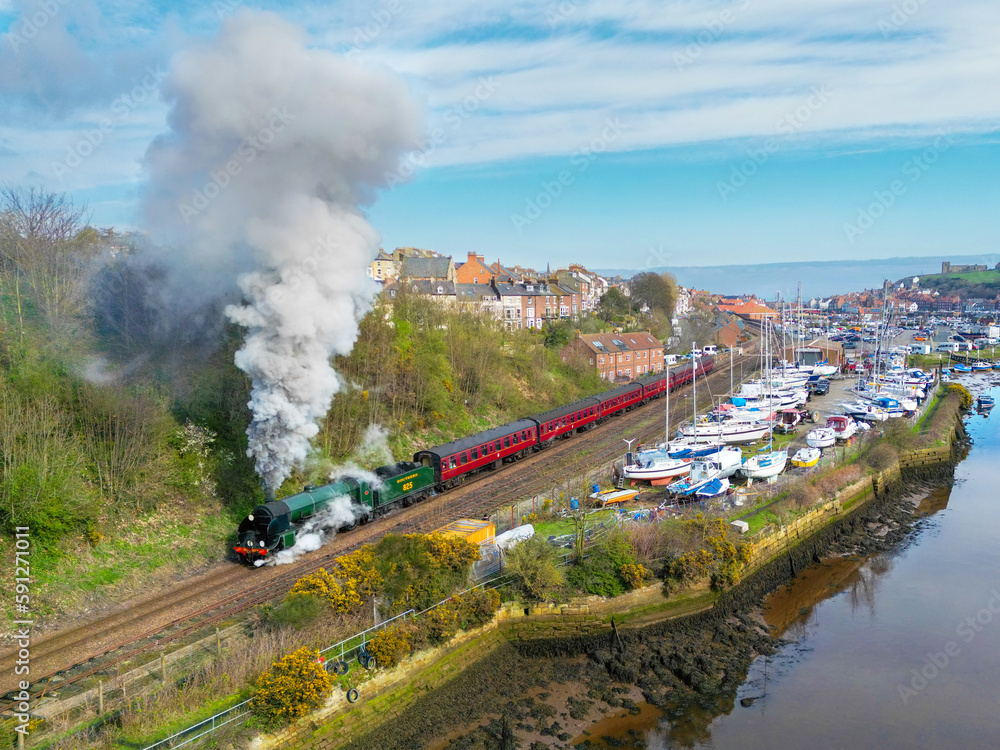 United Kingdom, North Yorkshire, Whitby, 8th April 2023. Steam Train ...