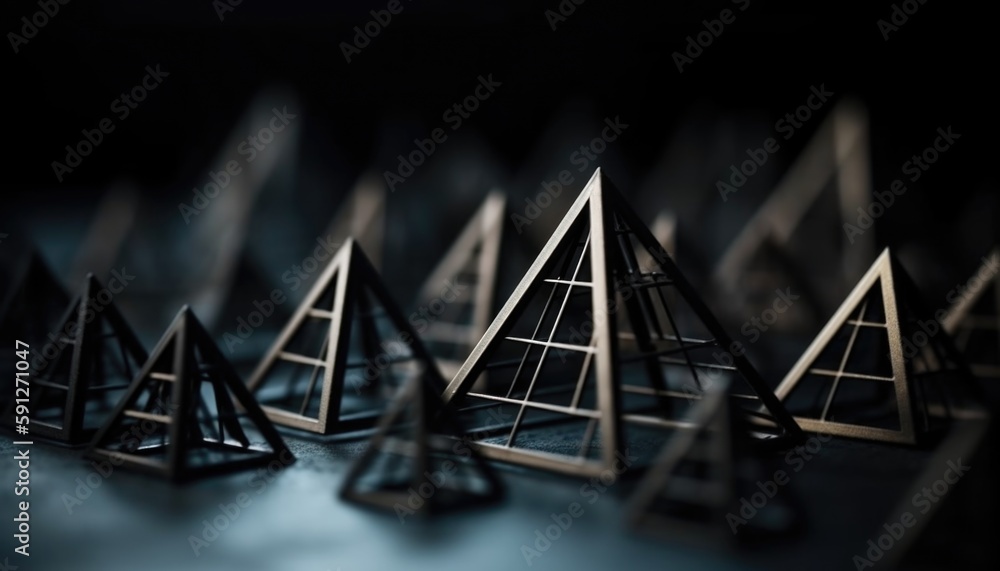 triangular pyramid, dark background, wallpaper, Generative Ai Stock ...