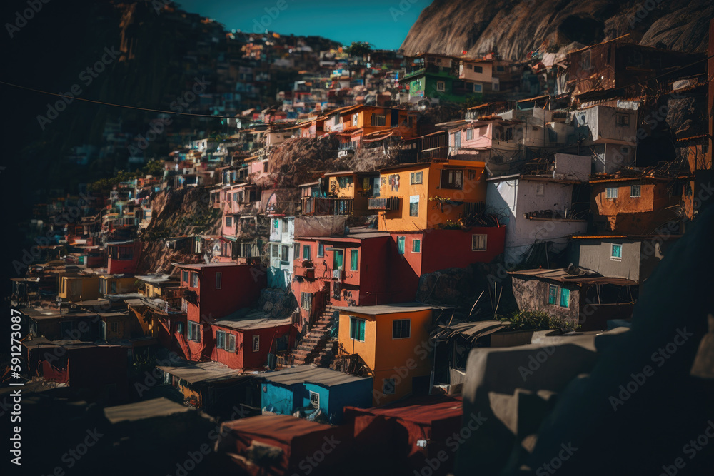 Photo & Art Print Beautiful houses steep neighborhood slum mountains ...