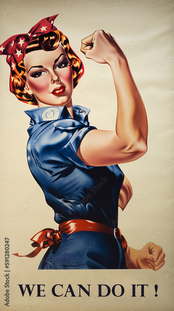 Strong powerful woman. Woman's day banner. We Can Do It. Cool picture ...