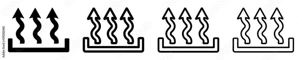 Set of heat icons. Wavy up arrows symbols, steam moving up. Heat wave ...