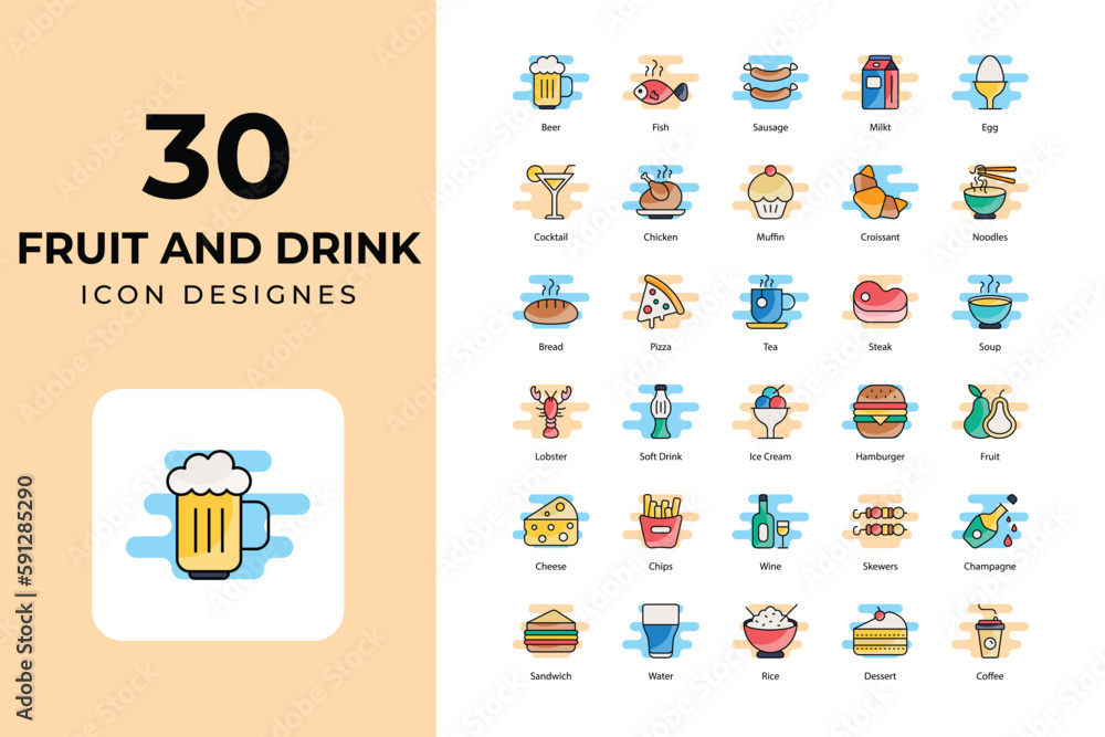 Food and Drink icon Collection, food icons, drinks icons, food and ...