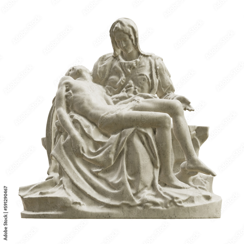 The Pietà classical sculpture isolated on transparent background. 3D ...