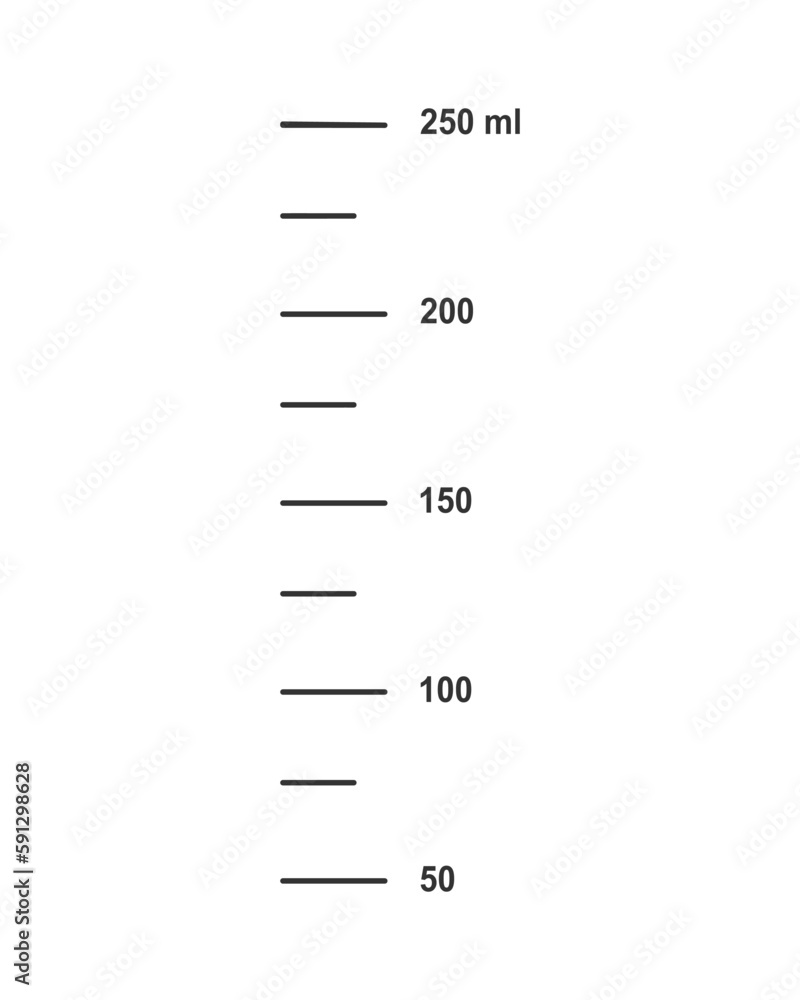 Scale with 250 ml liquid volume for measuring cups to preparing cooking ...