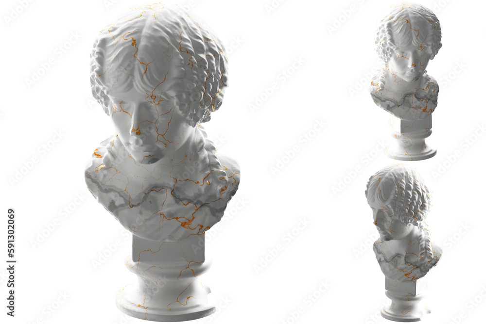 Renaissance statue in white marble and gold for apparel, album covers ...