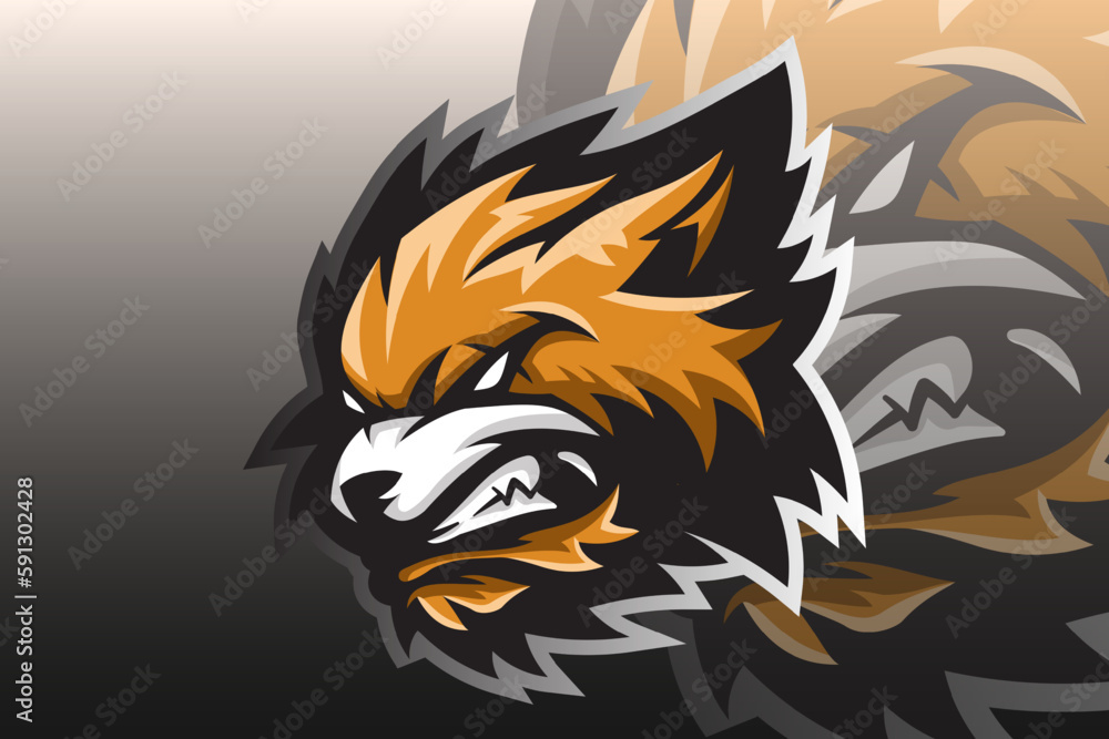 orange wolf vector mascot logo design with modern illustration concept ...