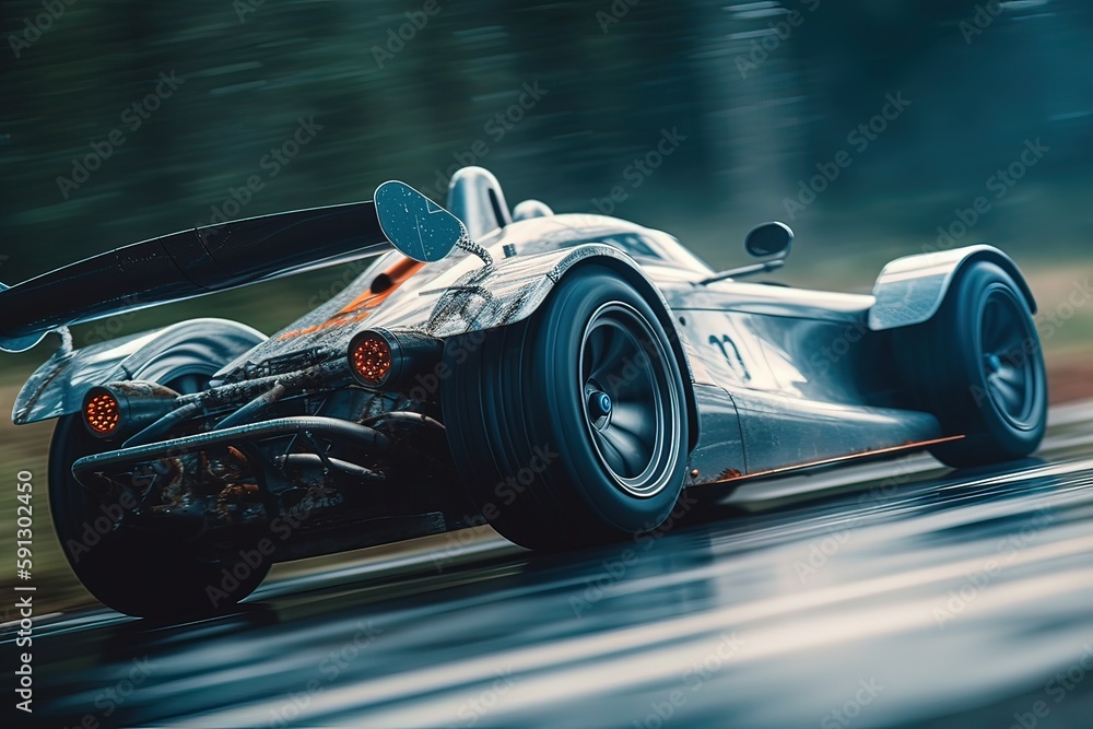 Sports car riding on highway road. Car in fast motion. Fast-moving car ...