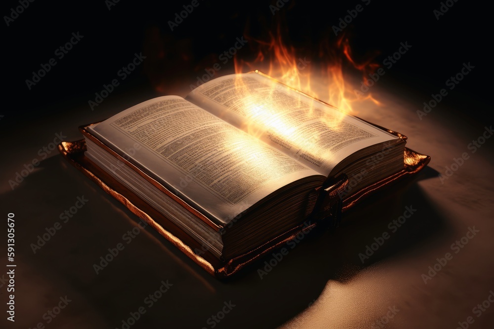 A shining holy bible with a glowing halo created with generative AI ...