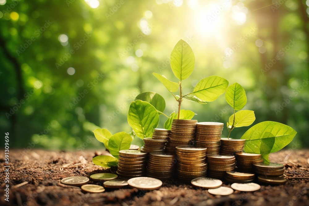 sustainable finance and green finance, symbolizing growth, money, money ...
