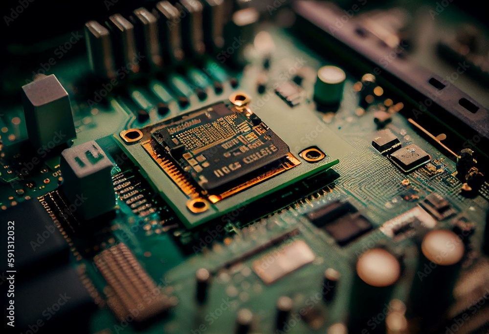 Chip components on a PCB board inside an industrial soldering station ...