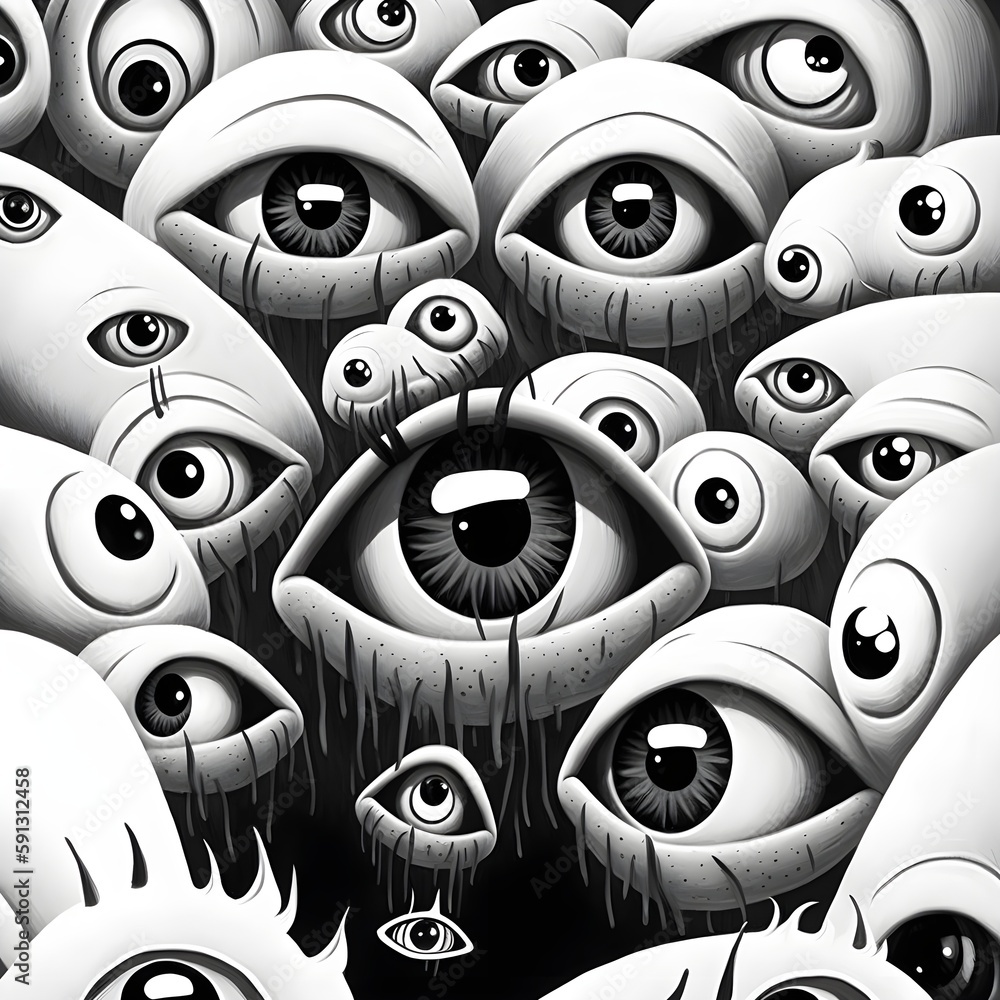 15 pairs of spooky ugly monster2 eyes simple cartoonblack and white ...