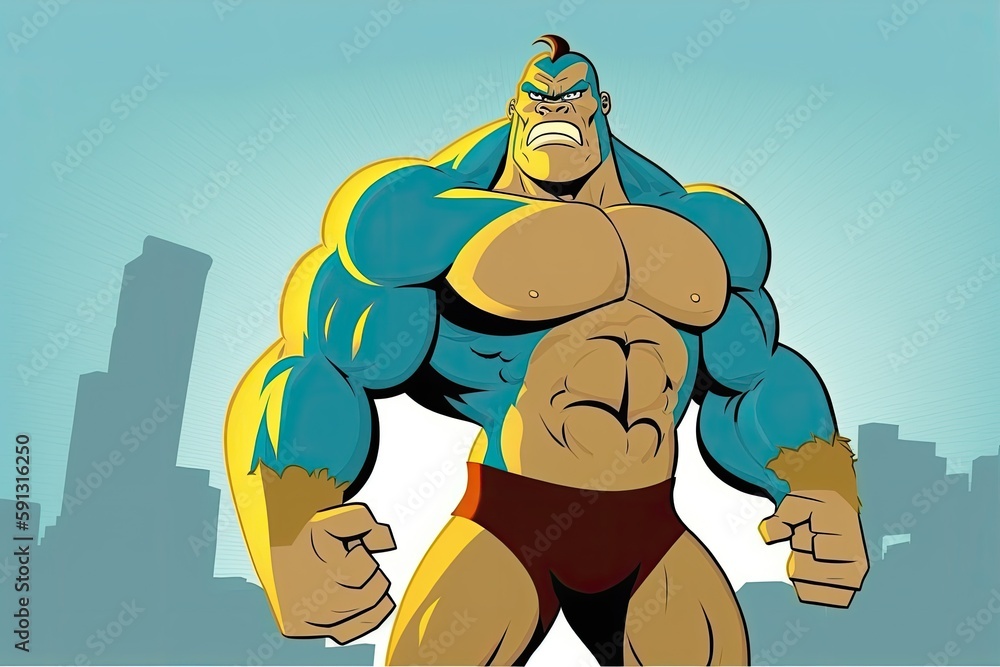 muscular man in a cartoon style. Generative AI Stock Illustration ...