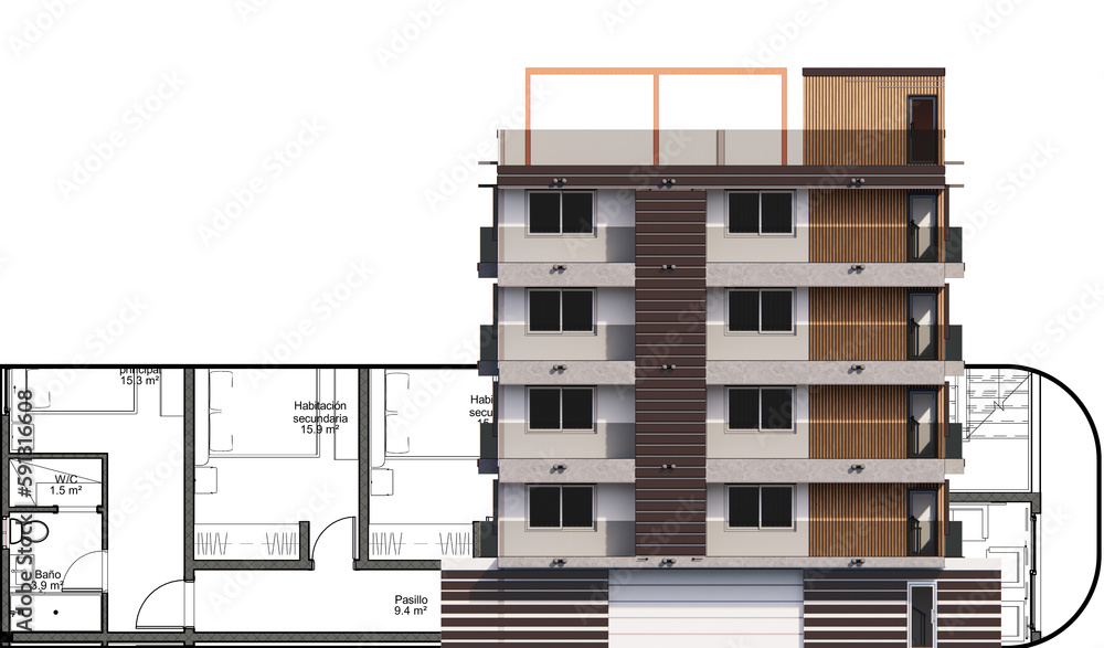 Four-Level Single Family Home, Modern Facade, Exterior Architecture ...