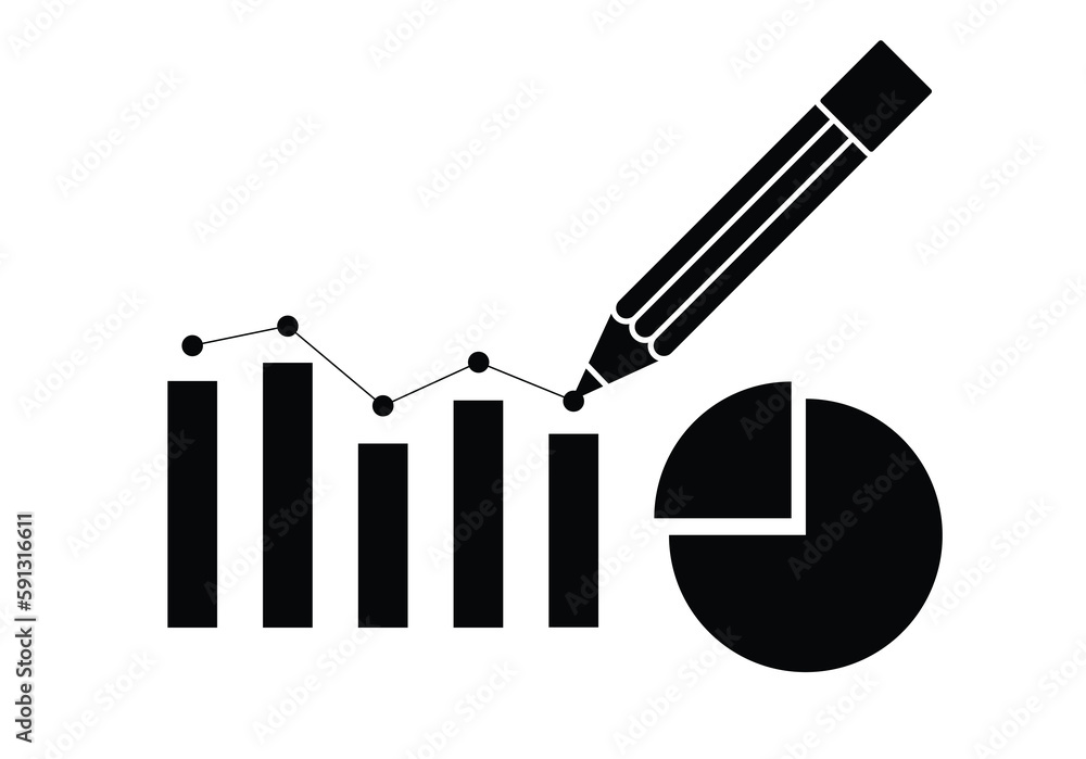 graphs with pencil( phi chart and bar chart or graphs.) Stock Vector ...