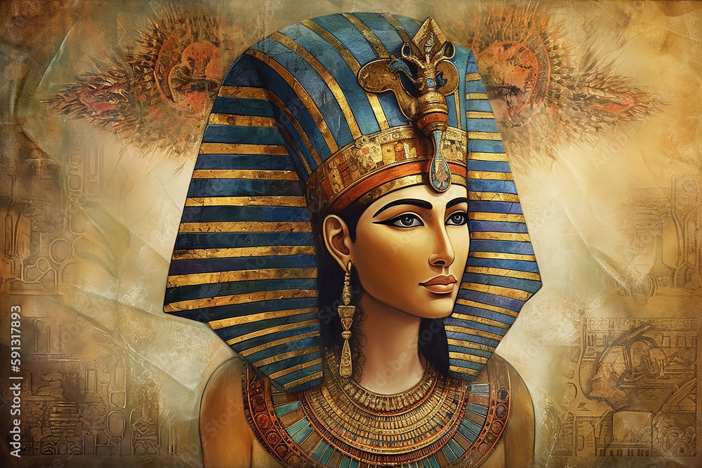 Mesa sobre tela para paredes Pôster da Deusa Egípcia Dourada, Pintura ...