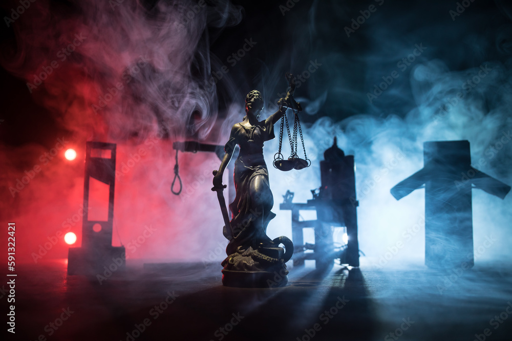 Execution concept. Death penalty electric chair miniature in selective ...