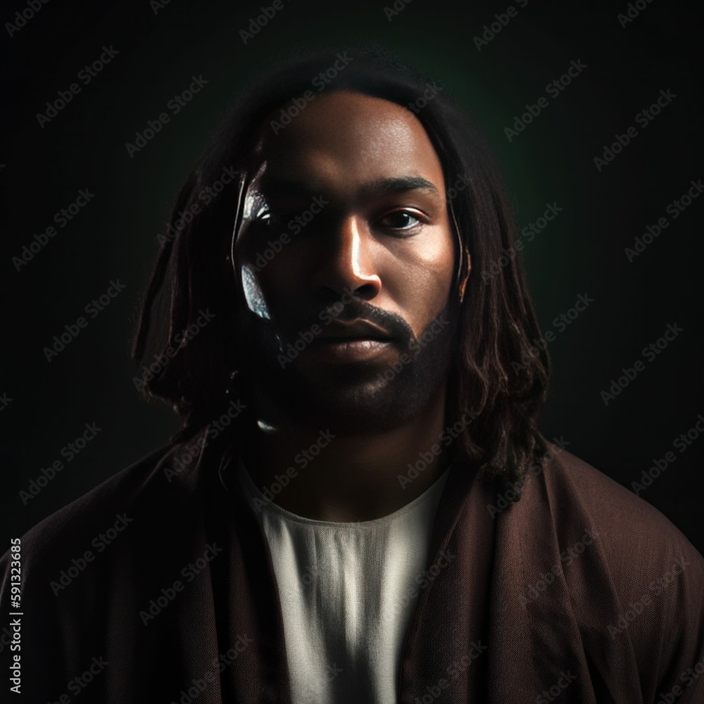 Studio Style with Deep Shadows Photorealistic Jesus Christ Portrait ...