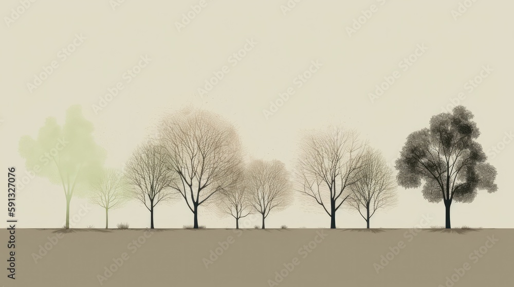 Modern minimalistic drawings of trees wallpaper Stock Illustration ...