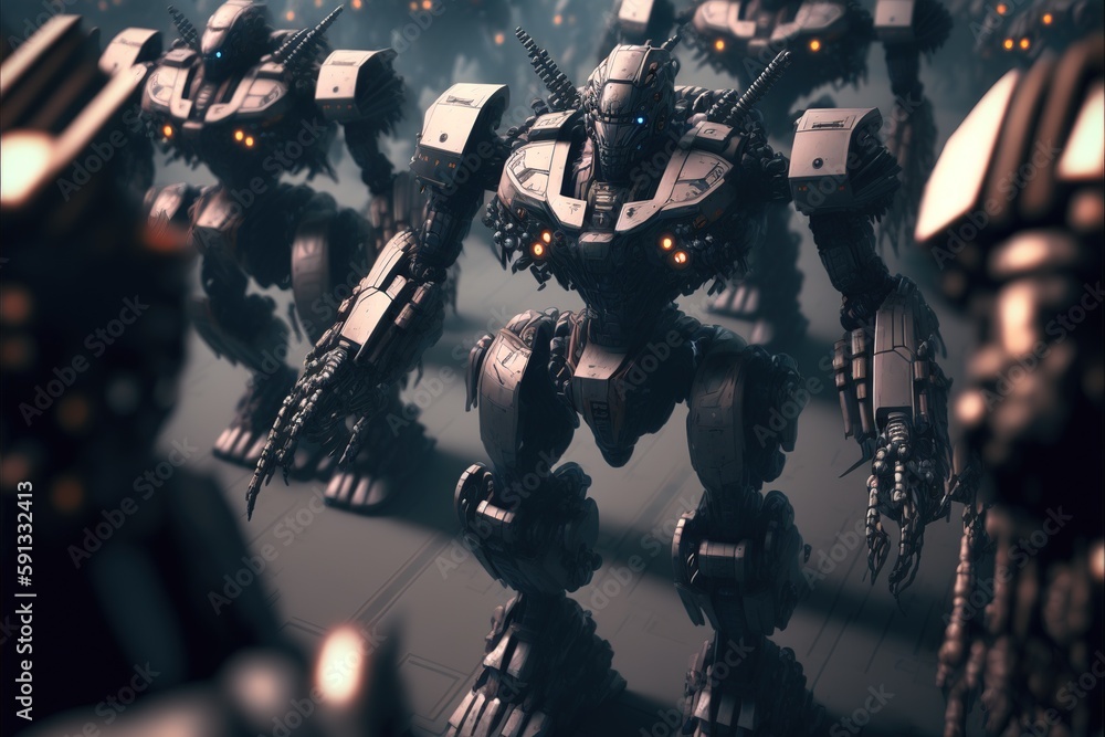 Scifi military robot or battlemech of futuristic army with robot ...