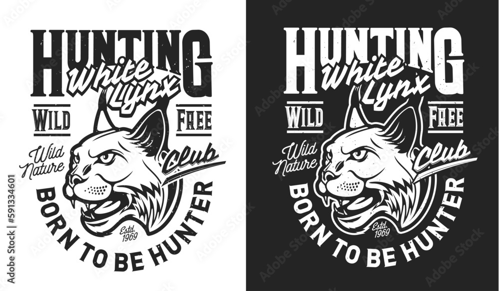 American lynx mascot, hunting sport club t-shirt print and hunters ...